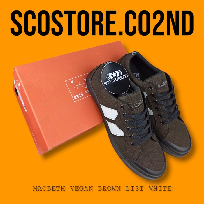 Jual Sepatu Sneakers Macbeth Vegan Black List White 1:1 Original Quality - Brown Lis White, 39 ...