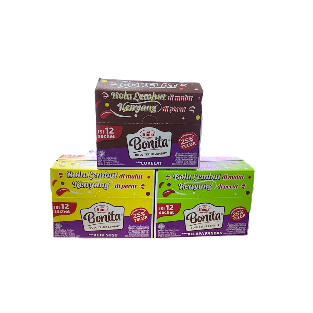 Jual Roma Bonita BOX Bolu Telur Lembut - Netto 30gr x 12 bks | Shopee ...