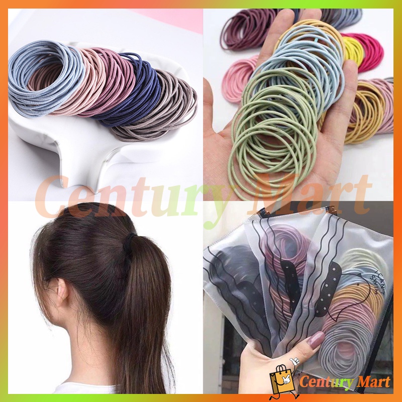 Jual Ikat rambut Karet Rambut Elastis Warna Polos warna 100Pcs /Ikat ...