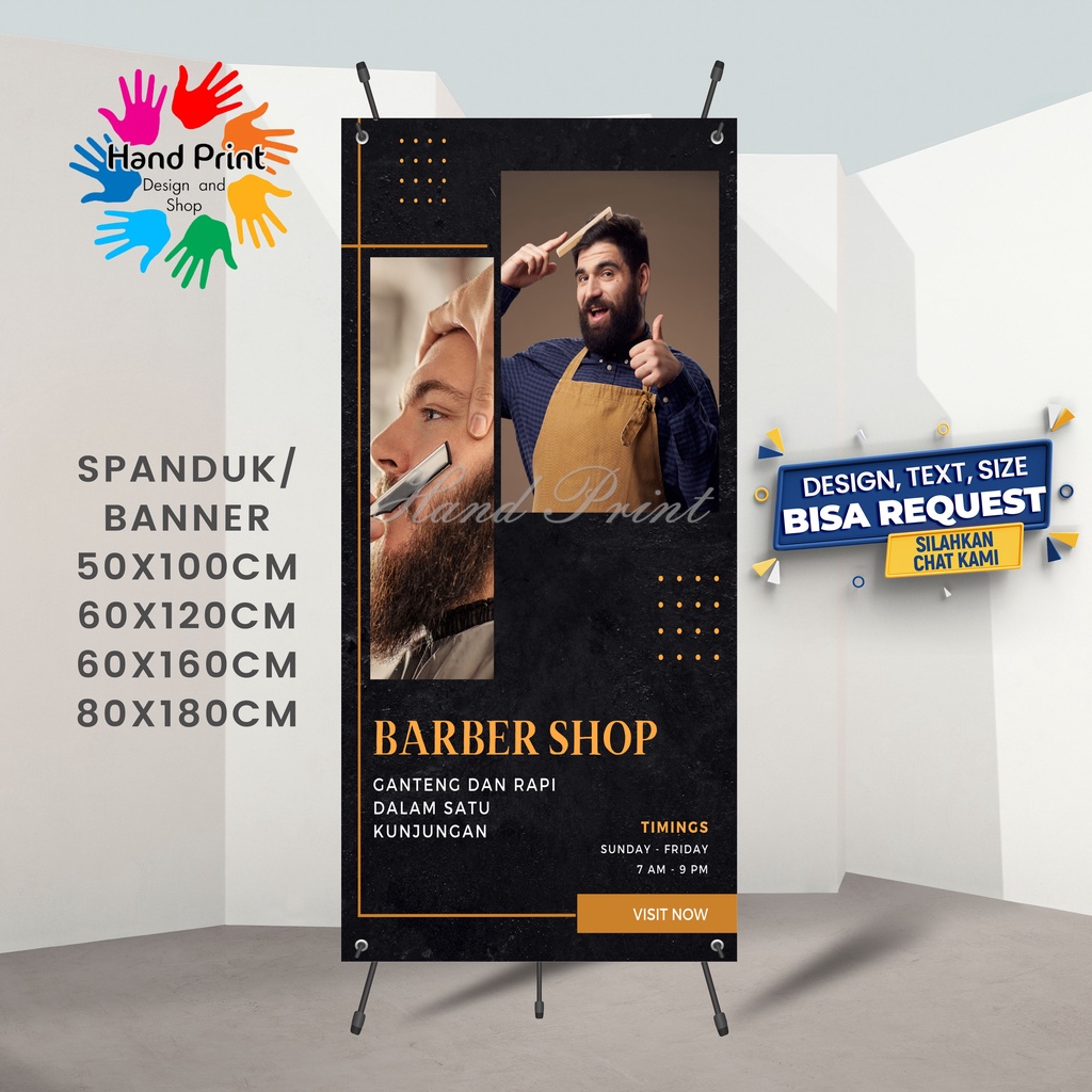 Jual Spanduk Banner MMT Barbershop Pangkas Rambut Hair Studio Mural ...
