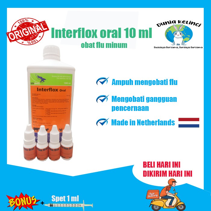 Jual OBAT FLU KELINCI KUCING INTERFLOX ORAL 10 ML GANGGUAN PERNAFASAN ...
