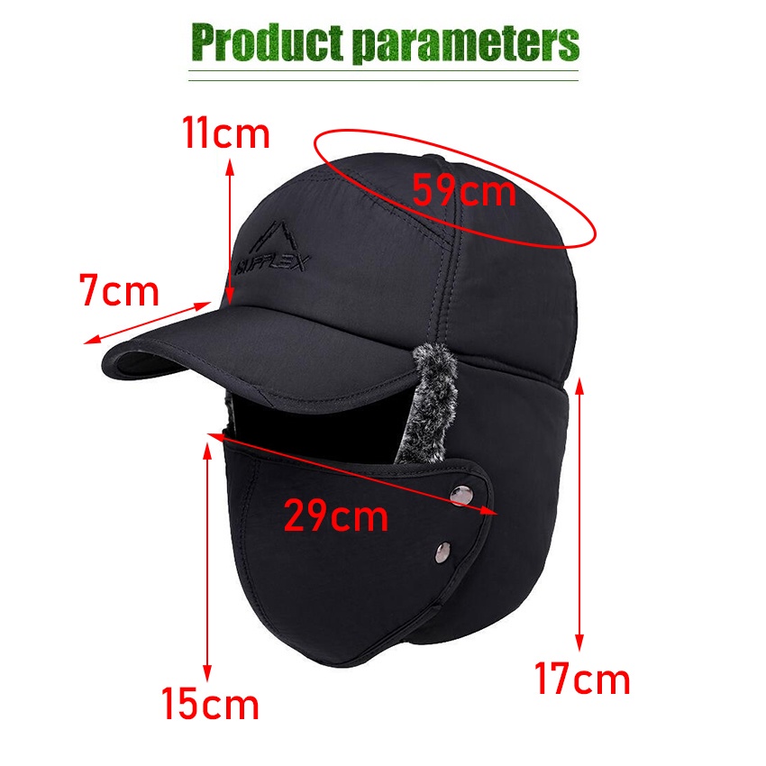 Jual 3in1 Topi Ushanka Russian Topi Bomber Cap dan Masker Water Resist ...