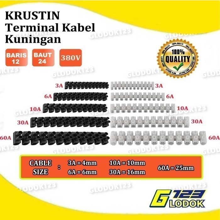 Jual Terminal Krustin Klustin Block Blok 3A 6A 10A 30A 60A Putih Hitam ...