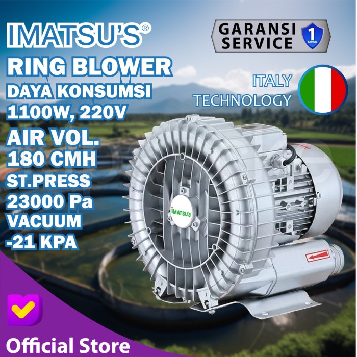 Jual Ring Blower 1100 Air Pump Blower Tambak Kolam 1.1KW 1100Watt 220V ...