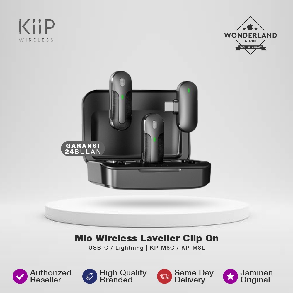 Jual KIIP M8 Microphone Wireless Mic Clip On Dual Mic USB-C Lightning ...