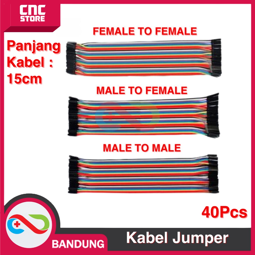 Jual 40PCS KABEL JUMPER CABLE 15CM MALE TO MALE & FEMALE TO FEMALE ...