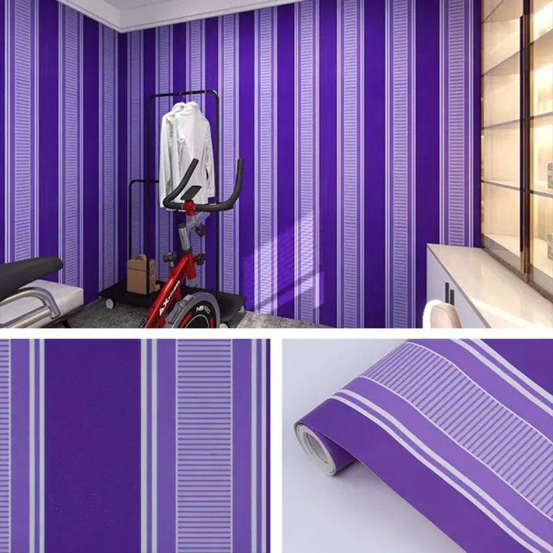 Jual Wallpaper Sticker Dinding Garis Salur Ungu Dekorasi Dinding Ruang Tamu Kamar Tidur Mewah ...