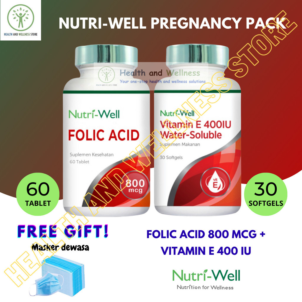 Jual NUTRI-WELL NUTRIWELL PREGNANCY PACK FOLIC ACID 800 MCG 60 TABLET ...