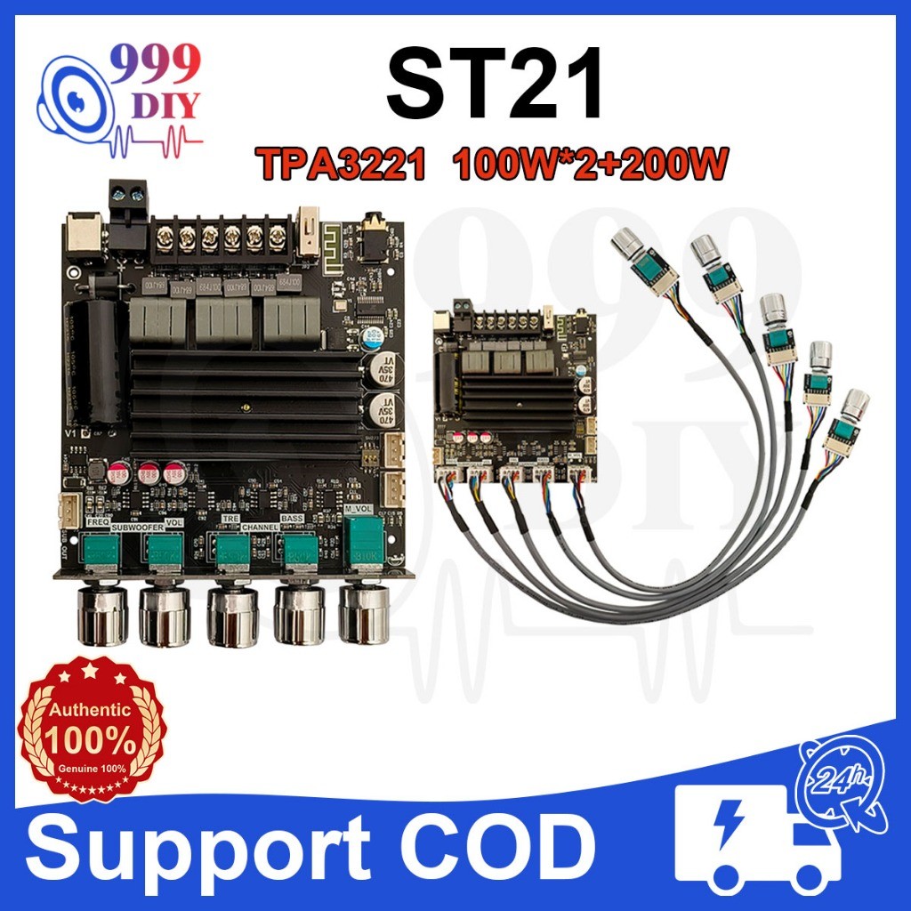 Jual 999DIY ZK-ST21 2.1 channel Bluetooth power amplifier board 100W+100W+200W two TI original ...