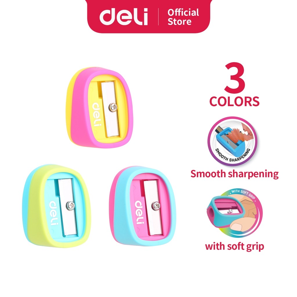 Jual Deli rautan pensil satu lubang untuk pensil standar 8mm 3 Warna ...