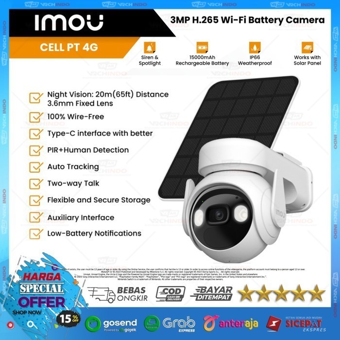 Jual IMOU CELL PT 4G + KIT IMOU Cruiser - 3MP | CCTV 4G Battery Camera ...