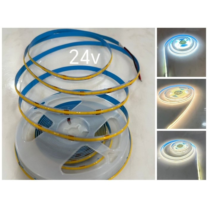 Jual Strip Led COB DC 24volt 5 meter 320led / Lampu Strip Light COB IP33 - 24V Putih | Shopee ...