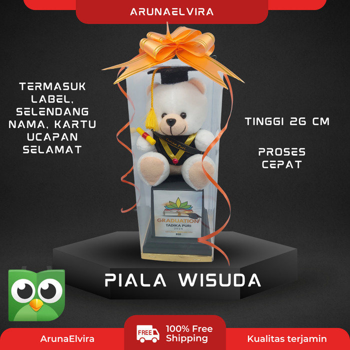 Jual Boneka trophy wisuda piala mini free mika dan pita, graduation ...
