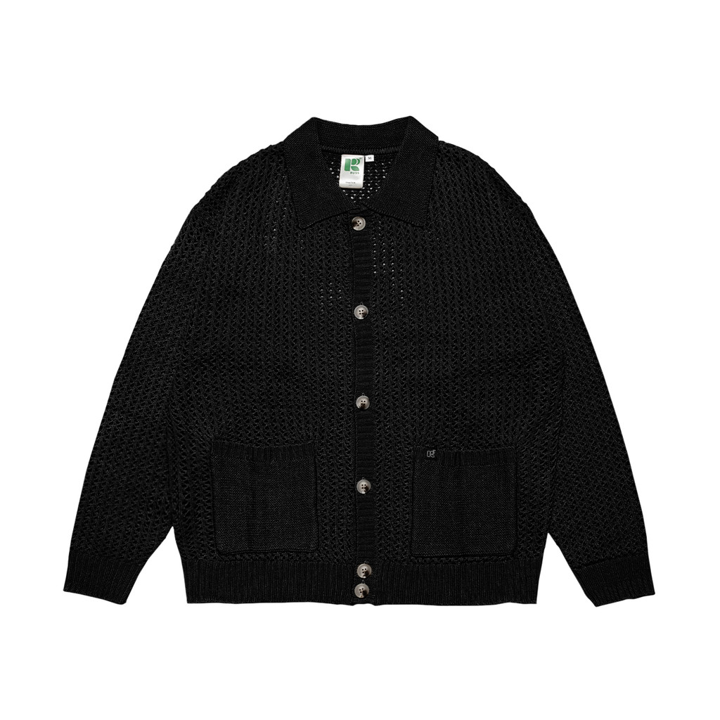 Jual Russ Sweater Cardigan Acrylic Rajut Finest Black | Shopee Indonesia