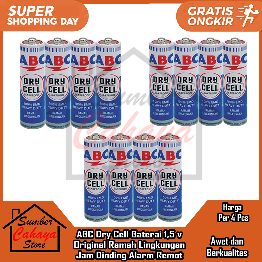 Jual Abc Biru Dry Cell Batu Baterai Aa A2 Battery 1.5v 4 Pcs Batre ...