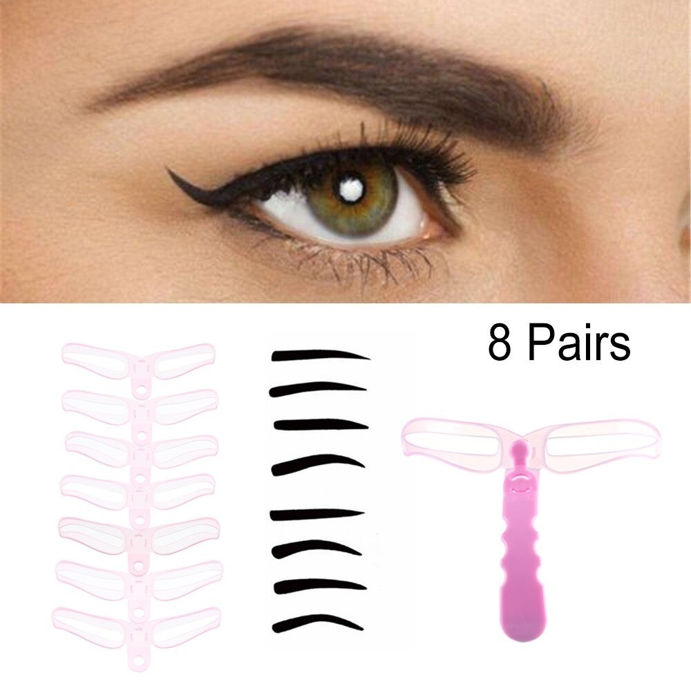 Jual OS - Cetakan Alis 8 IN 1 Wanita Eyebrow Template Alat Cetakan Alis ...