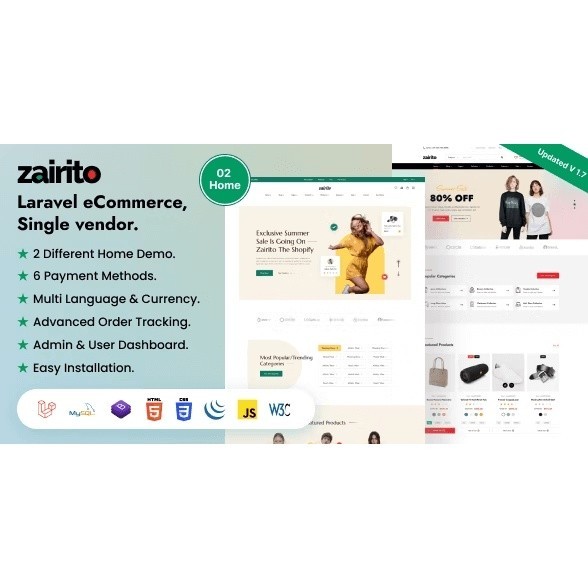 Jual Zairito – Laravel eCommerce System | Single vendor | Shopee Indonesia