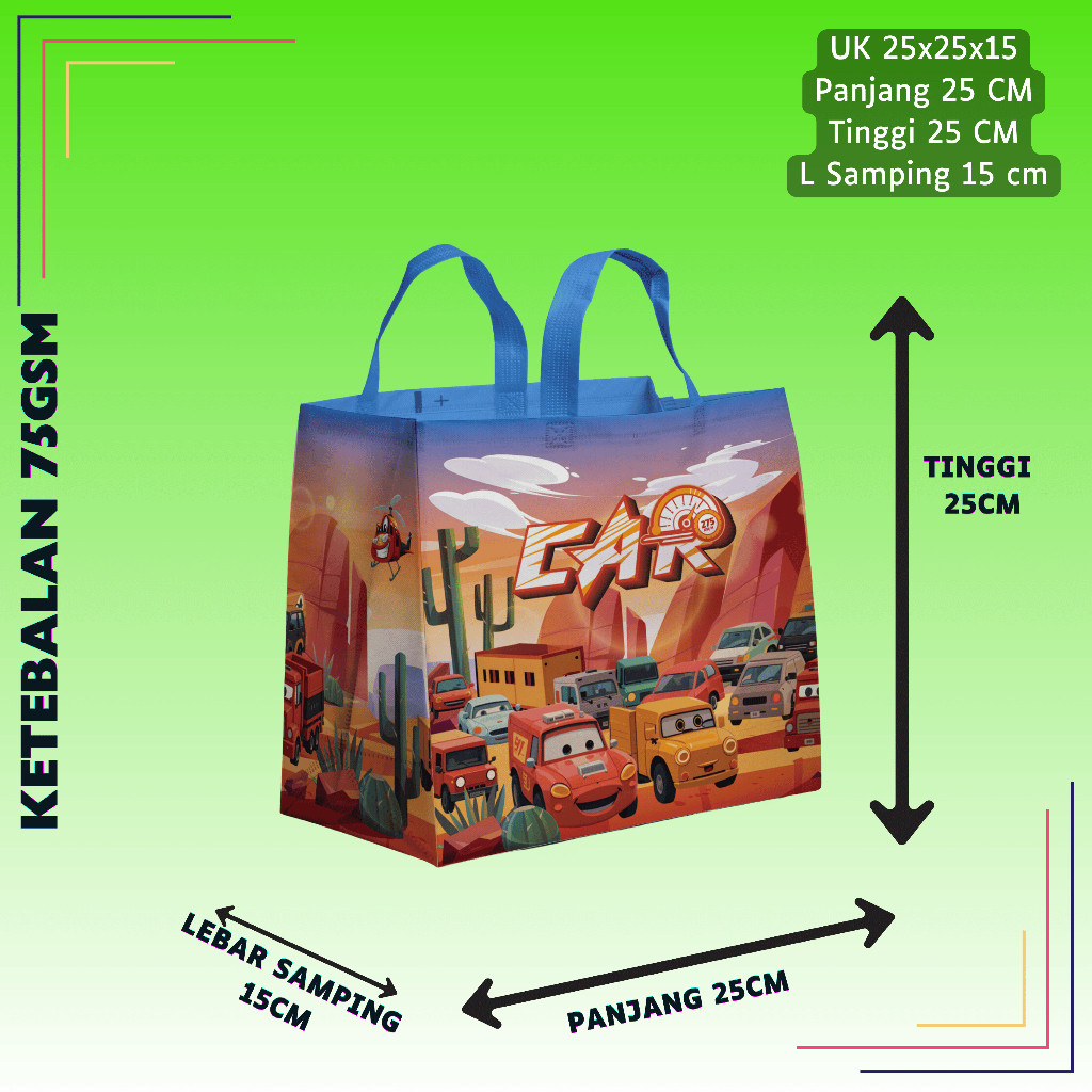 Jual (12PCS) Tas Ulang Tahun Karakter / Goodie Bag Bingkisan Snack ...