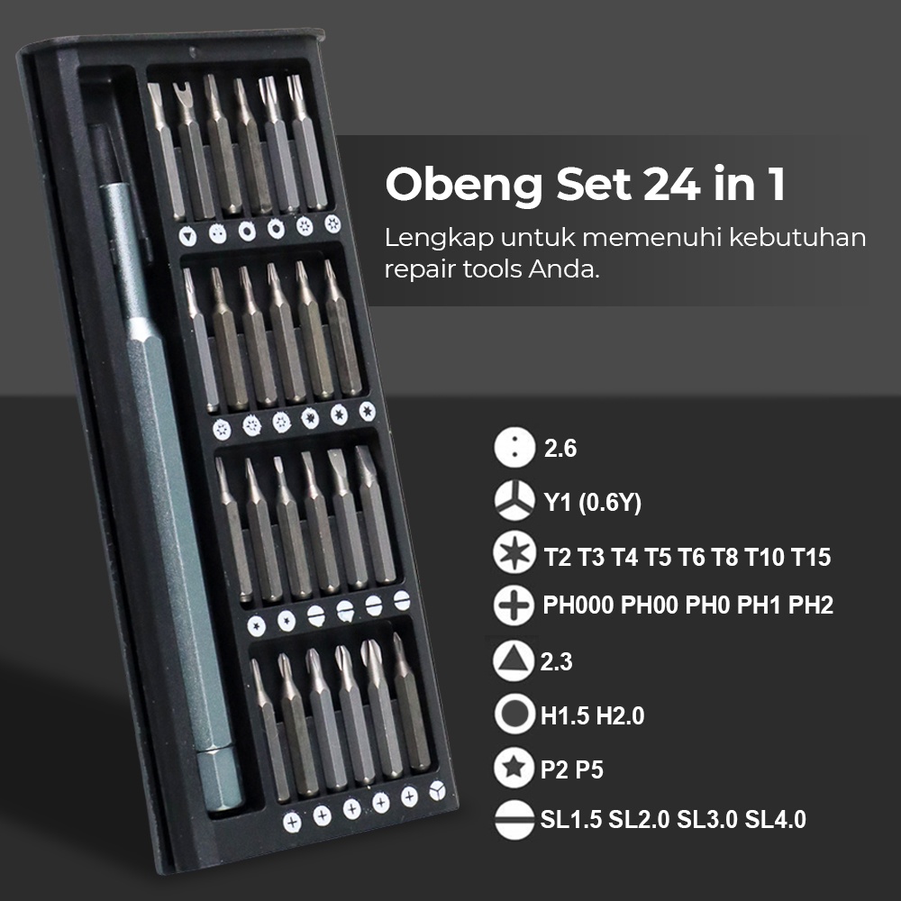Jual YGS -J304- Set Obeng Magnet 24 in 1 - Obeng Set Magnetic Bits 24 ...
