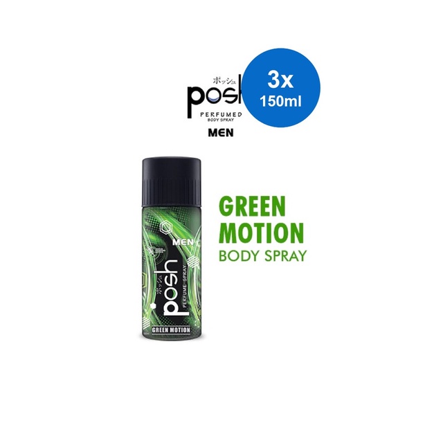 Jual Posh Spray Cologne Men Green Motion Botol 3 x 150 ml | Shopee ...