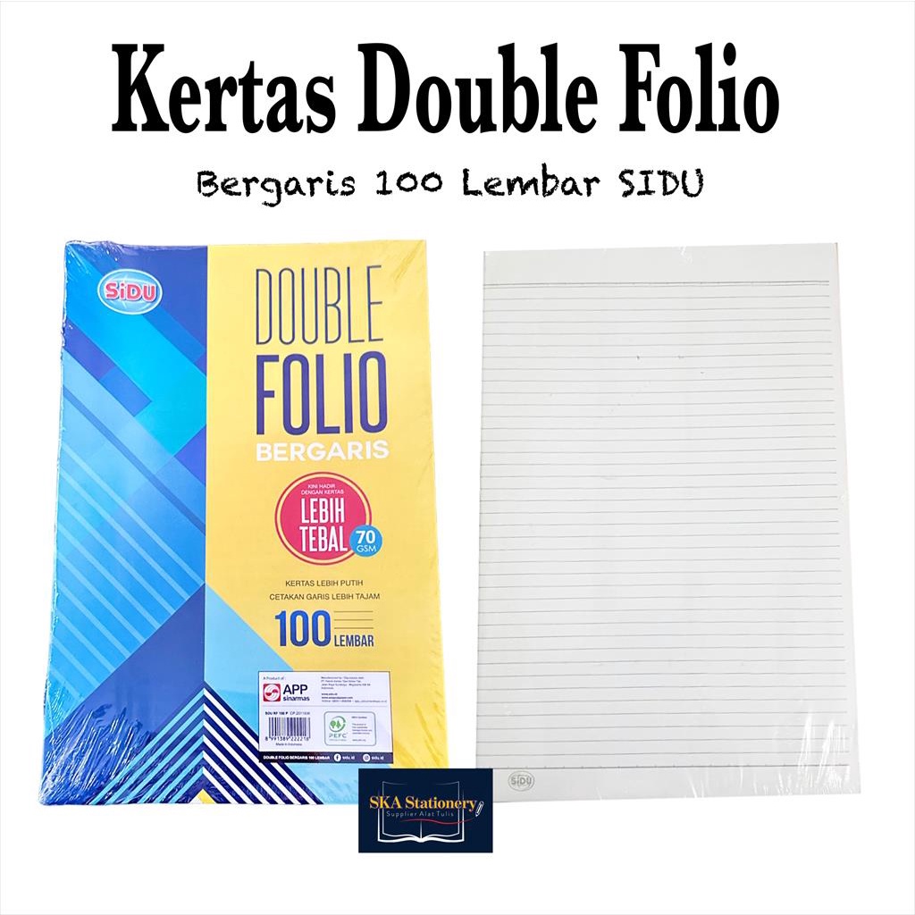Jual Kertas Double Folio Bergaris 100 Lembar SIDU (Pak) | Shopee Indonesia
