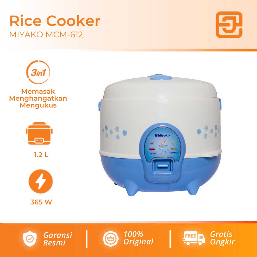Jual MIYAKO MCM-612 Rice Cooker 3 In 1 (1.2 Liter) | Shopee Indonesia