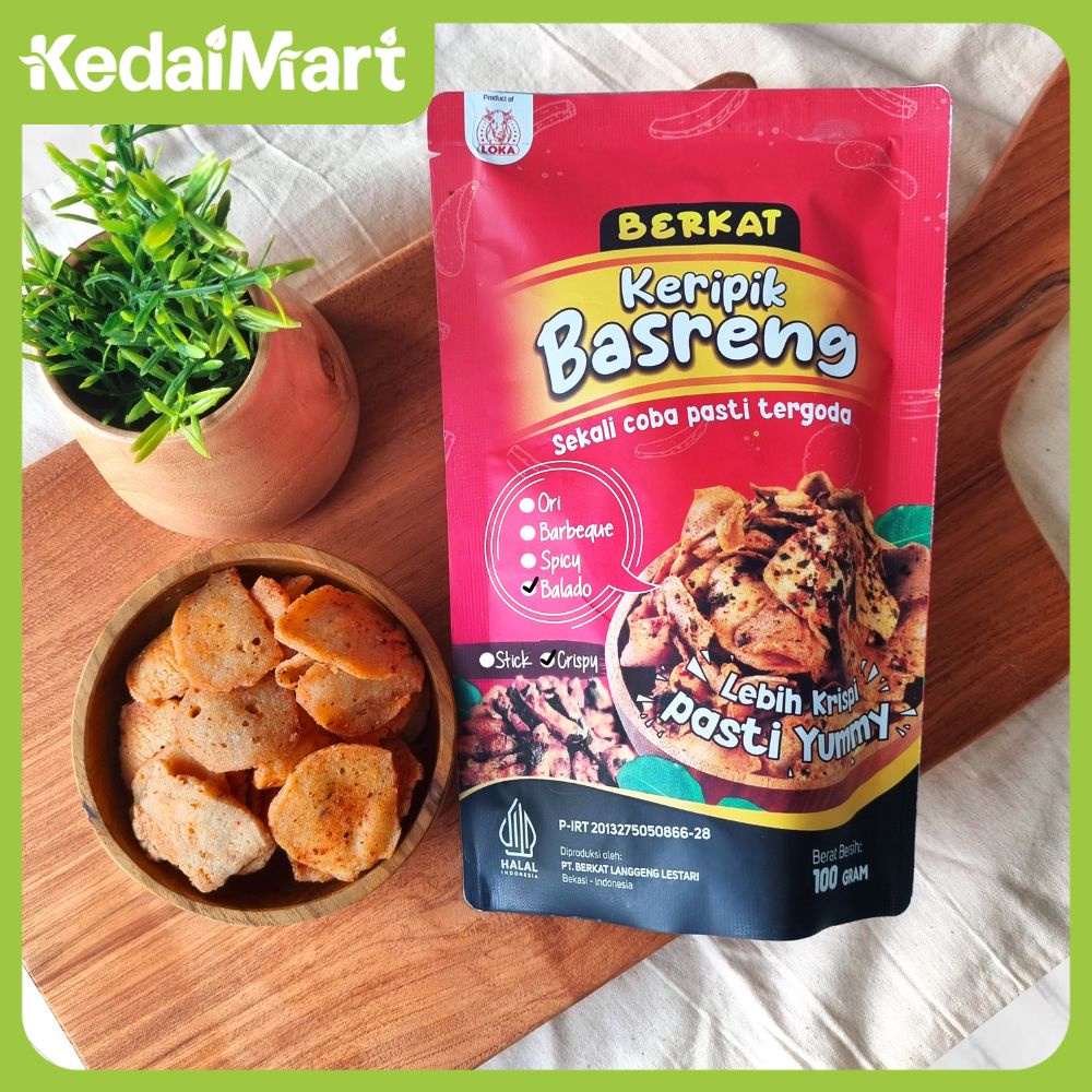 Jual Berkat Keripik Basreng Crispy Balado Pouch 100 Gram | Shopee Indonesia