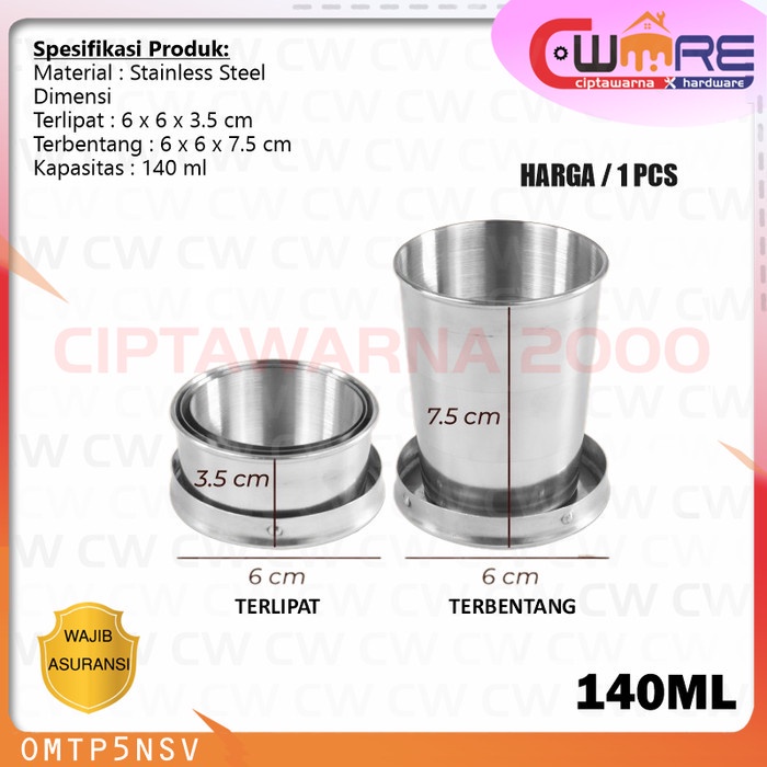Jual One Two Cups Gantungan kunci gelas lipat camping stainless 140ml - BDB Cw2 | Shopee Indonesia