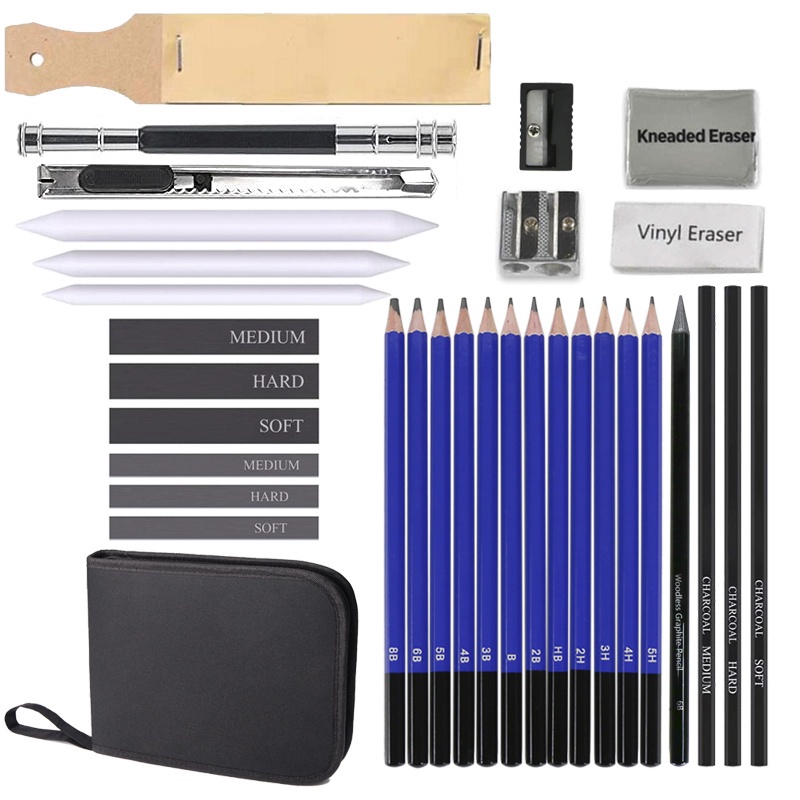 Jual 33 Set sketsa profesional Alat Gambar Lukisan Pensil dan Buku ...