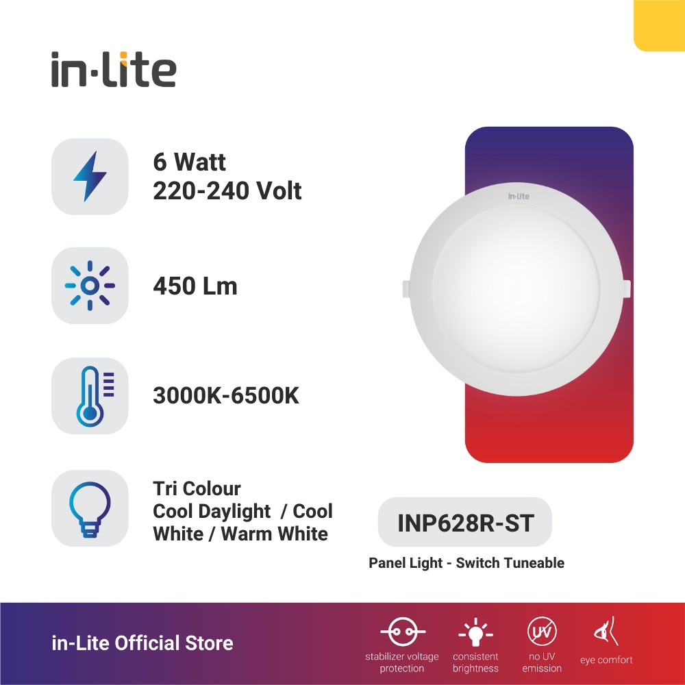 Jual InLite Lampu Panel LED 3 Warna INP628R Switch Tuneable | Shopee ...