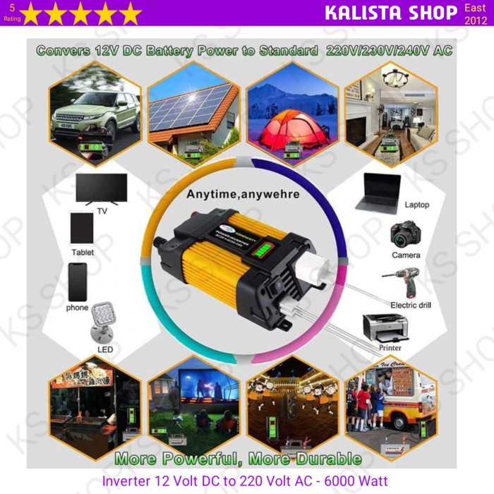 Jual Inverter DC 12 Volt ke AC 220 Volt Portable Mobil Camping 6000 Watt | Shopee Indonesia