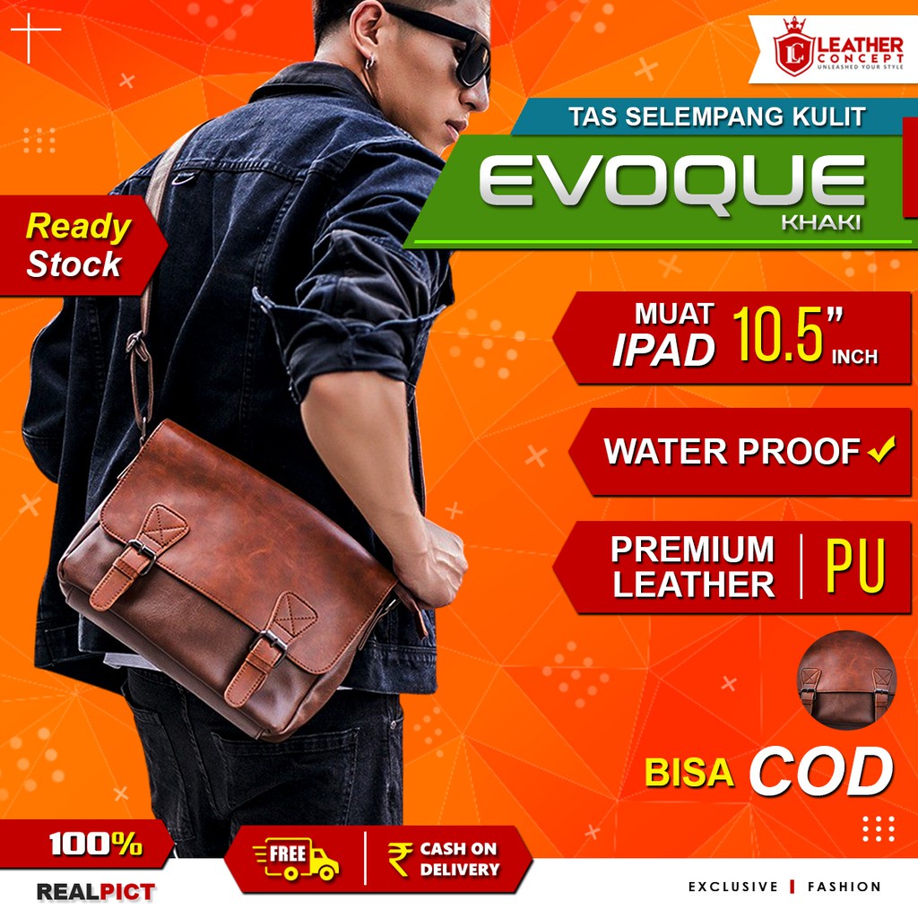 Jual Leather Concept Tas Selempang Kulit Pria Tas Kulit Pria Tas Kerja Pria Evoque Khaki
