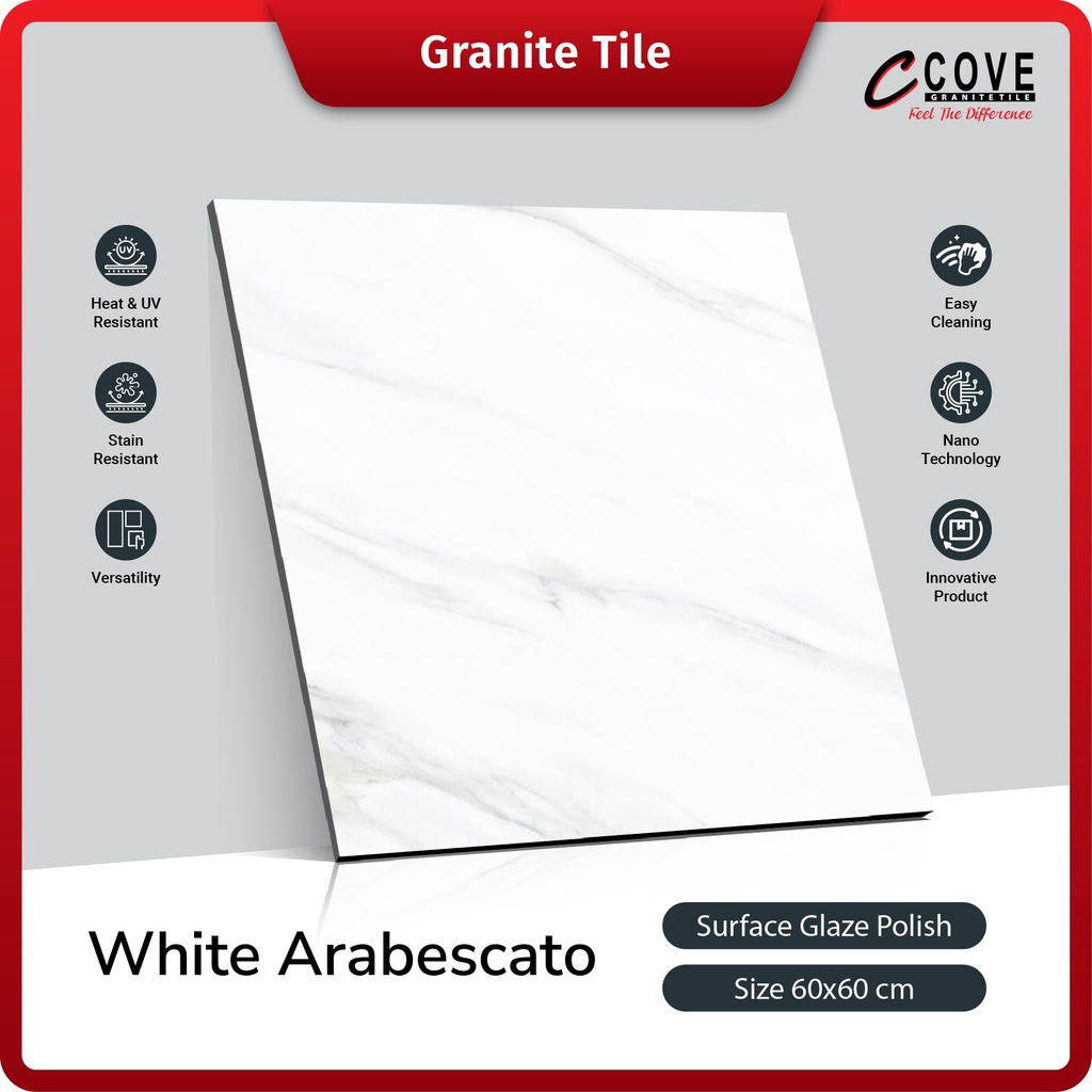 Jual Cove Granite Tile White Arabescato 60x60 Granit / Kramik Lantai ...