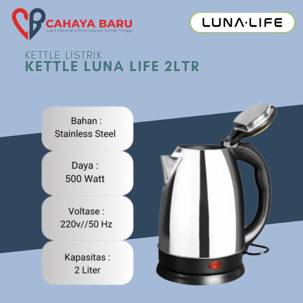 Jual Electric Kettle / Teko Listrik 2 Liter Luna Life NEW GARANSI RESMI ...