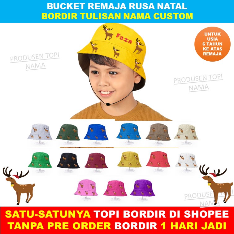 Jual Bucket Sablon Rusa Natal dan Custom Bordir Nama Usia 6 Tahun ke ...