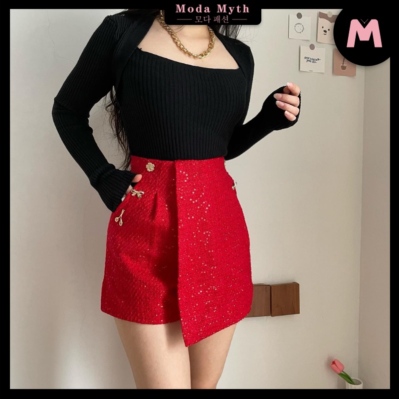 Jual MODAMYTH LB15 - TWEED SKIRT PREMIUM CELANA ROK KOREAN STYLE WANITA ...