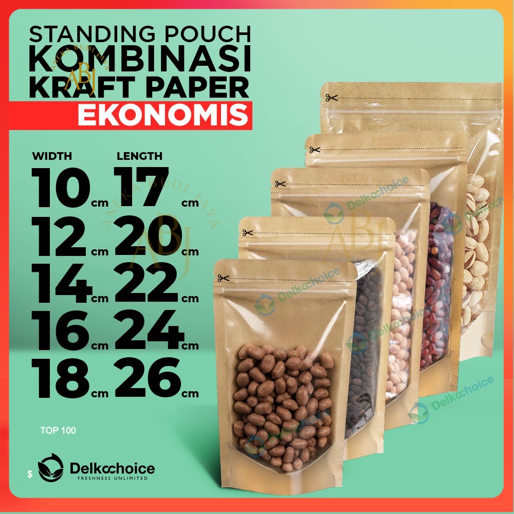 Jual Standing Pouch Transparan Kraft Paper Ekonomis/Plastik Ziplock ...
