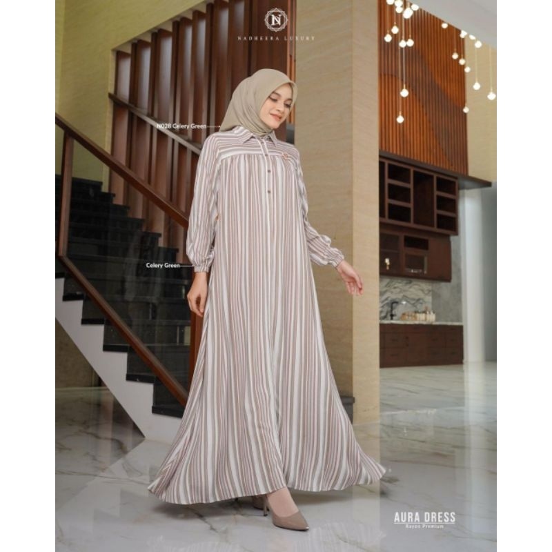 Jual Gamis Muslimah Aura Dress By Nadheera Luxury Baju Wanita Terbaru Kekinian | Shopee Indonesia