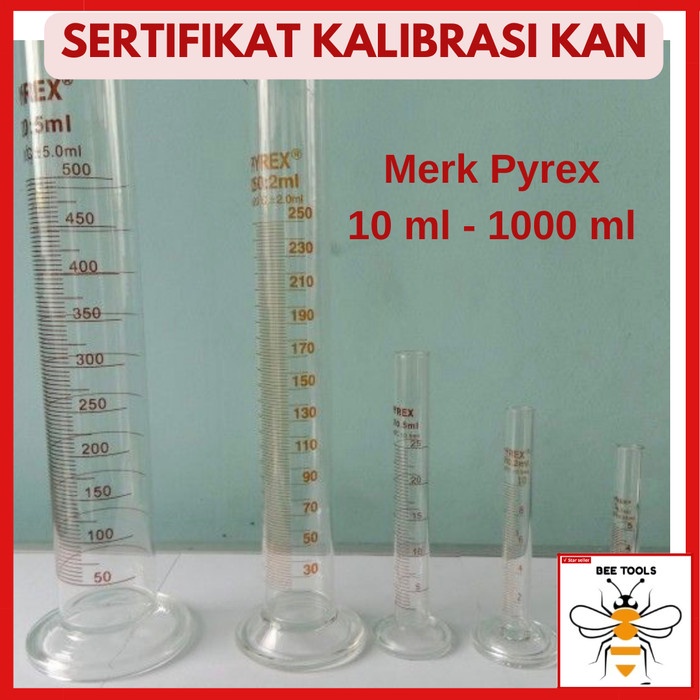 Jual Gelas ukur Kaca pyrex 10 ml - 1000 ml Sertifikat Kalibrasi KAN ...
