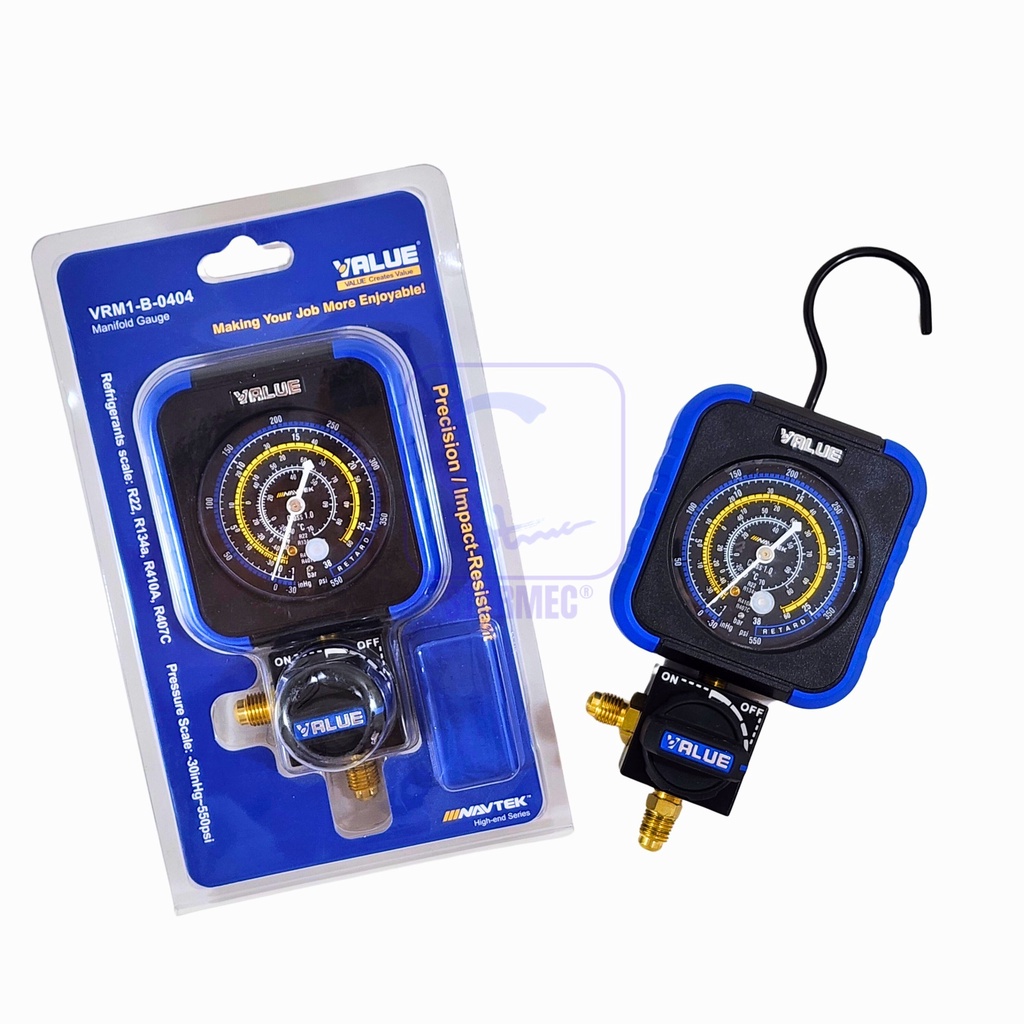 Jual Manifold AC Value R32 R410a R22 Single Gauge VRM1-B-0404 | Shopee ...