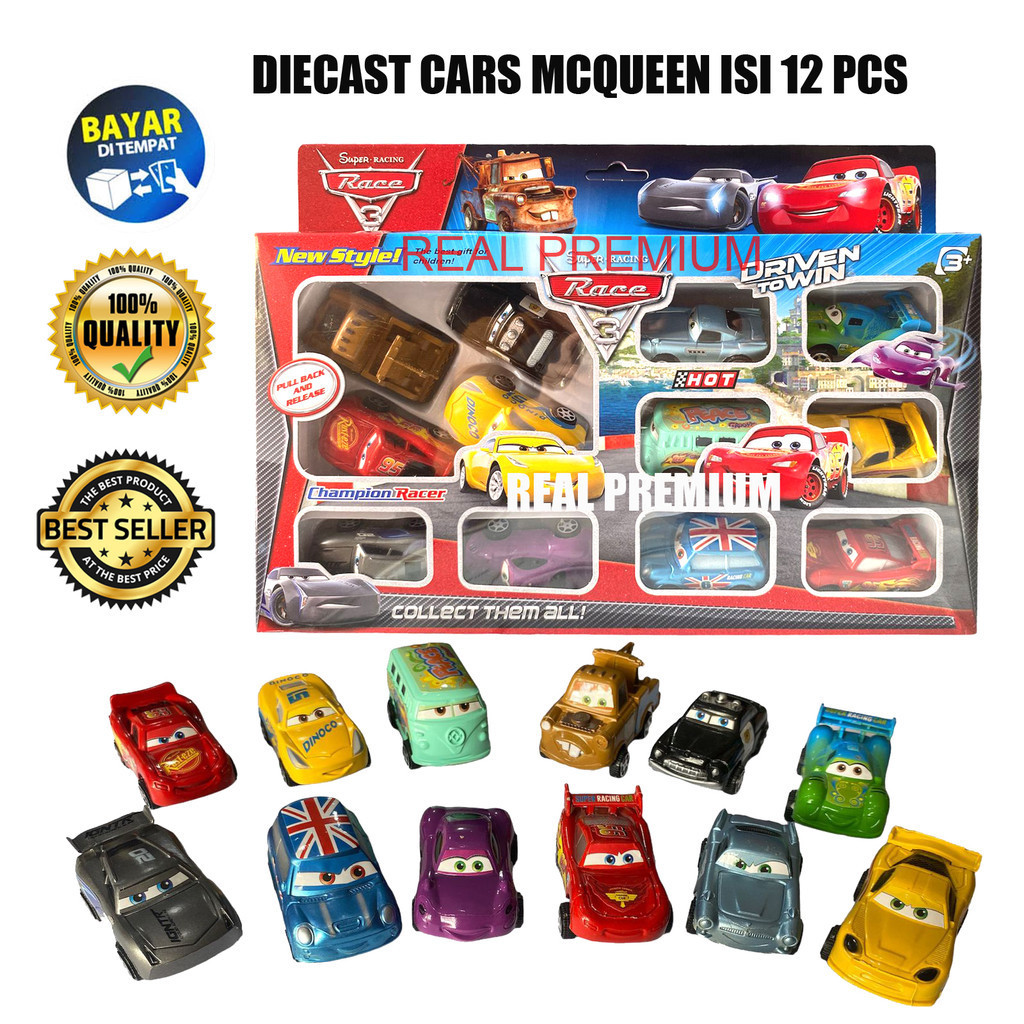 Jual Mainan Diecast Mobil CARS MCQUEEN Isi 12 PCS PULLBACK | Shopee ...