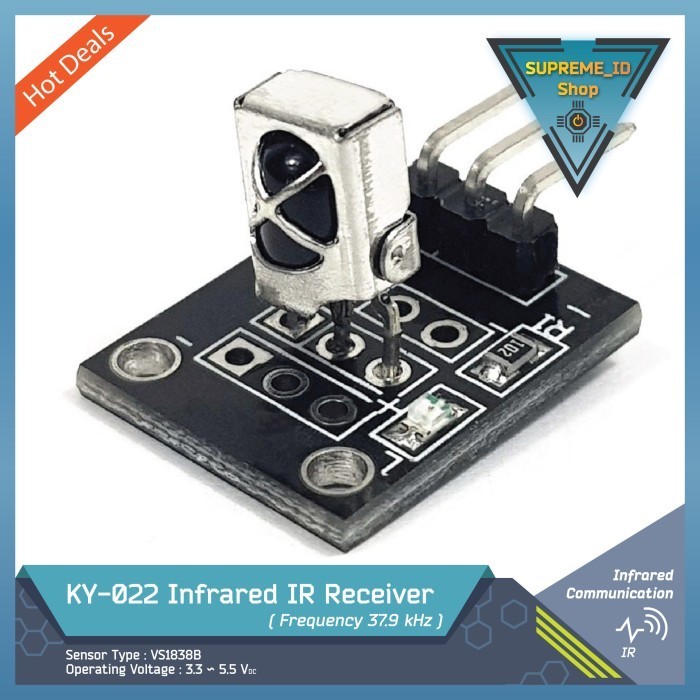 Jual KY-022 Infrared Digital IR Receiver 37.9 kHz Sensor Module | VS1838B | Shopee Indonesia