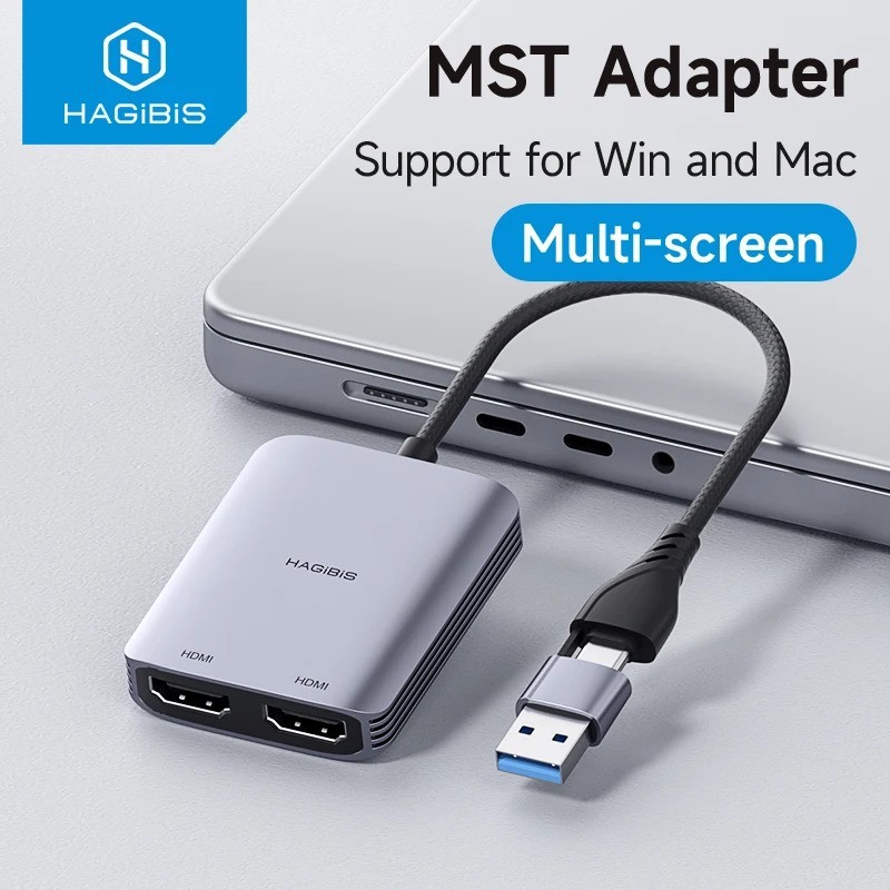 Jual Hagibis HD10 USB-A/C to HDMI-Compatible Adapter MST Dual Monitor ...