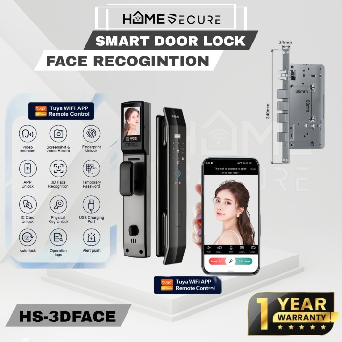 Jual Smart Door Lock 3D Face Recognition Finger print TUYA / Kunci Pintu Digital Deteksi Wajah ...