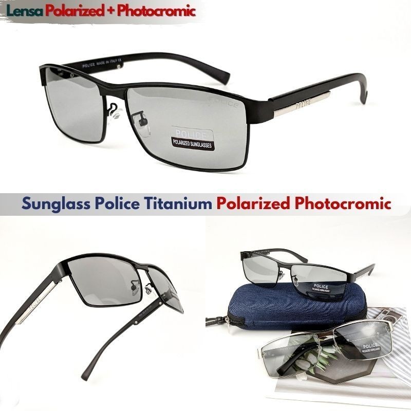 Jual Sunglasses Photocromic Terpolarisasi Pria Police P24 Kacamata Hitam Lensa Polarized Berubah ...