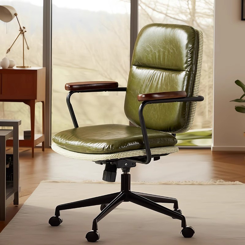 Jual Retro Leather Computer Chair Home Computer Chair Ergonomic Office ...