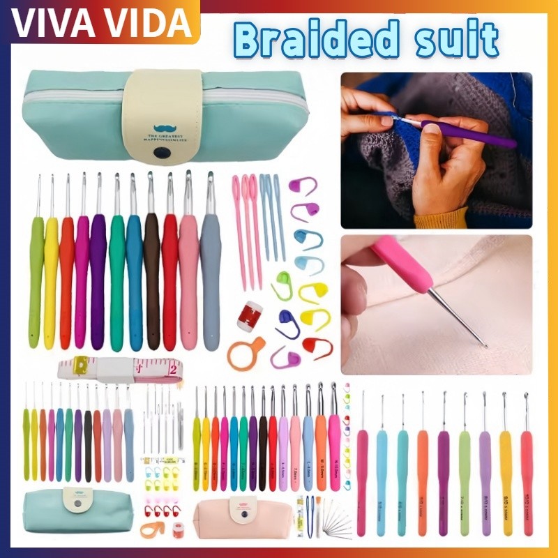 Jual Viva Silikon 35/47 Buah Set Rajutan DIY Alat Rajut Genggam Kit ...