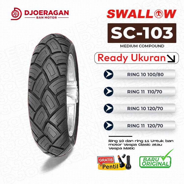 Jual BAN MOTOR VESPA SWALLOW RING 11 DAN RING 10 SC103 TUBLES | Shopee Indonesia