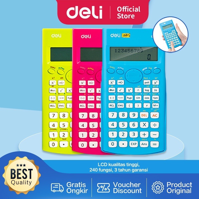 Jual Deli Kalkulator Scientific 240 Fungsi/ 10+2 Digits Display besar ...