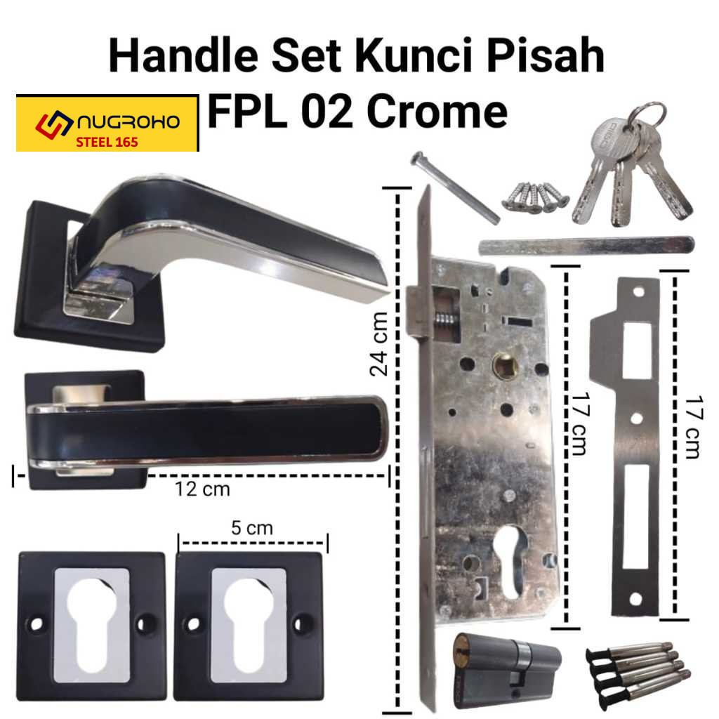 Jual handle set kunci pintu pisah | gagang kunci pisah | black series | Shopee Indonesia